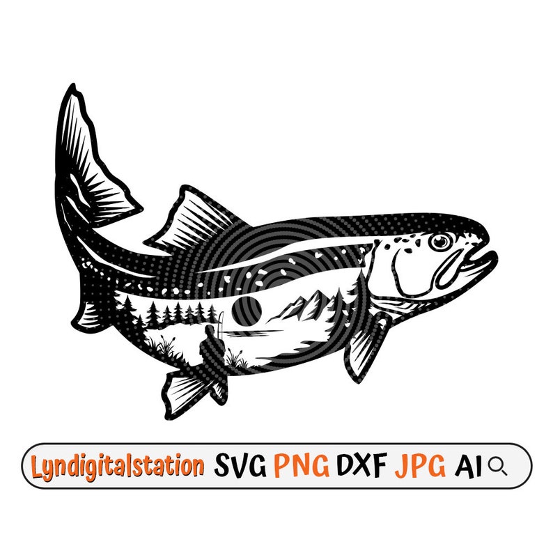 Trout Fishing Outdoor Svg Lake Angling Clipart Angler Cut - Etsy