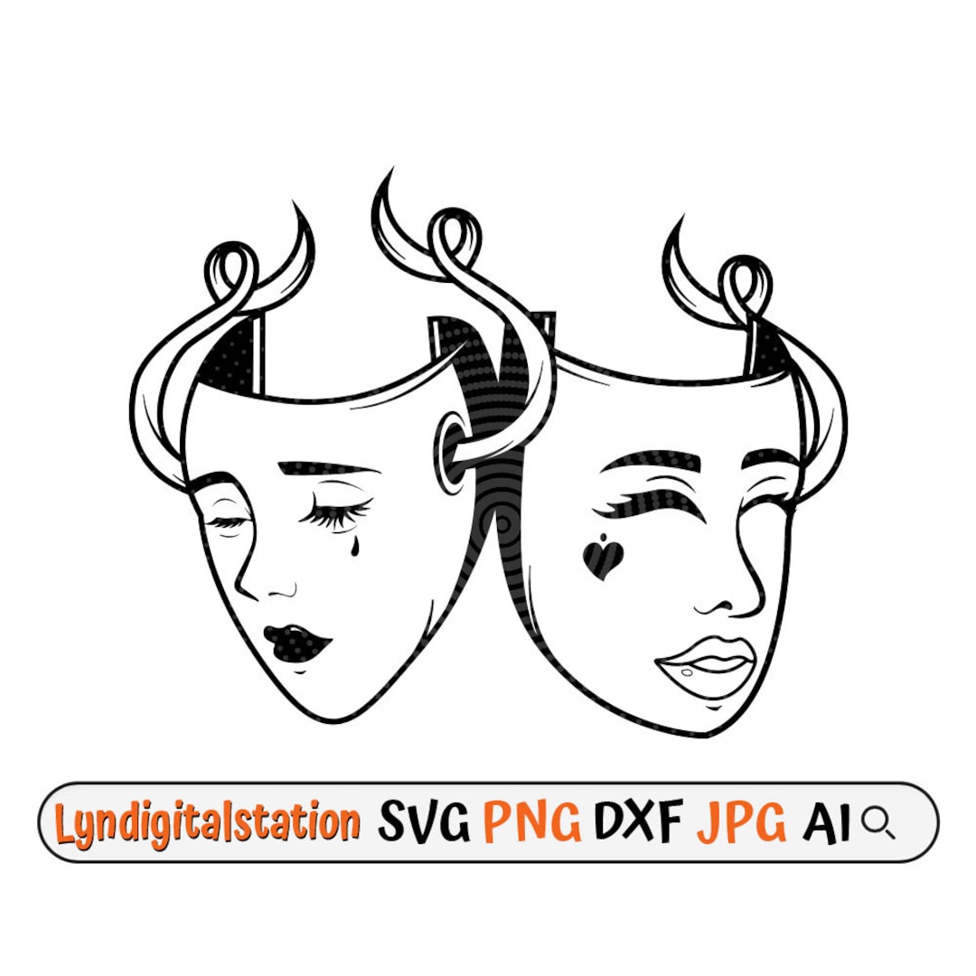 Smile Now Cry Later Svg | Happy and Sad Clipart | Theater Mask Cut File ...