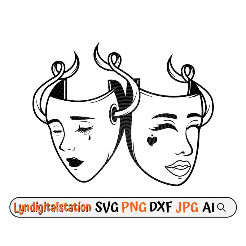 Smile Now Cry Later Svg Happy and Sad Clipart Theater Mask - Etsy
