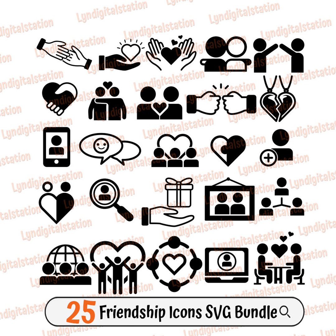 25 Friendship Icons Bundles Svg | Partner Clipart | Friendship Goals ...