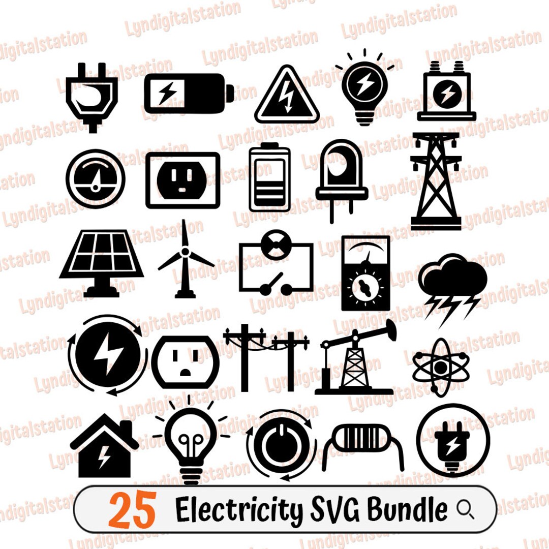 25 Electricity Bundles Svg | Power Transmission Clipart | Voltage Cut File | Electricity Stencil ...
