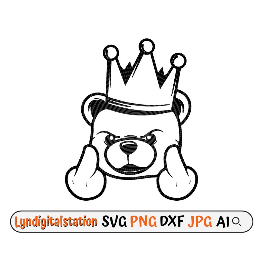 King Teddy Head Svg | Fuck You Clipart | Middle Finger Cut File | King ...