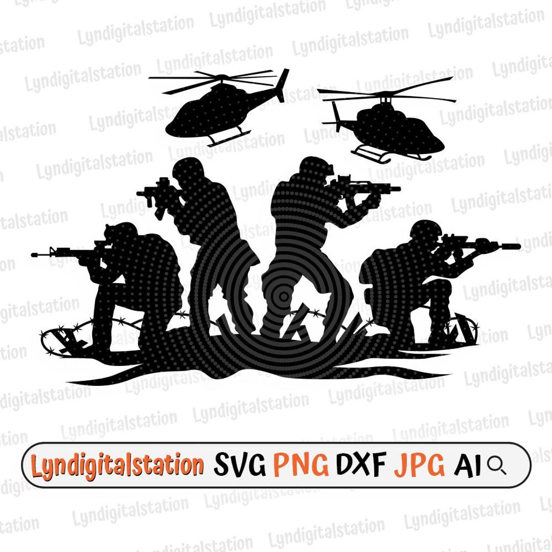 Military Scene Svg | Soldier Silhouette Clipart | Military Cut File ...