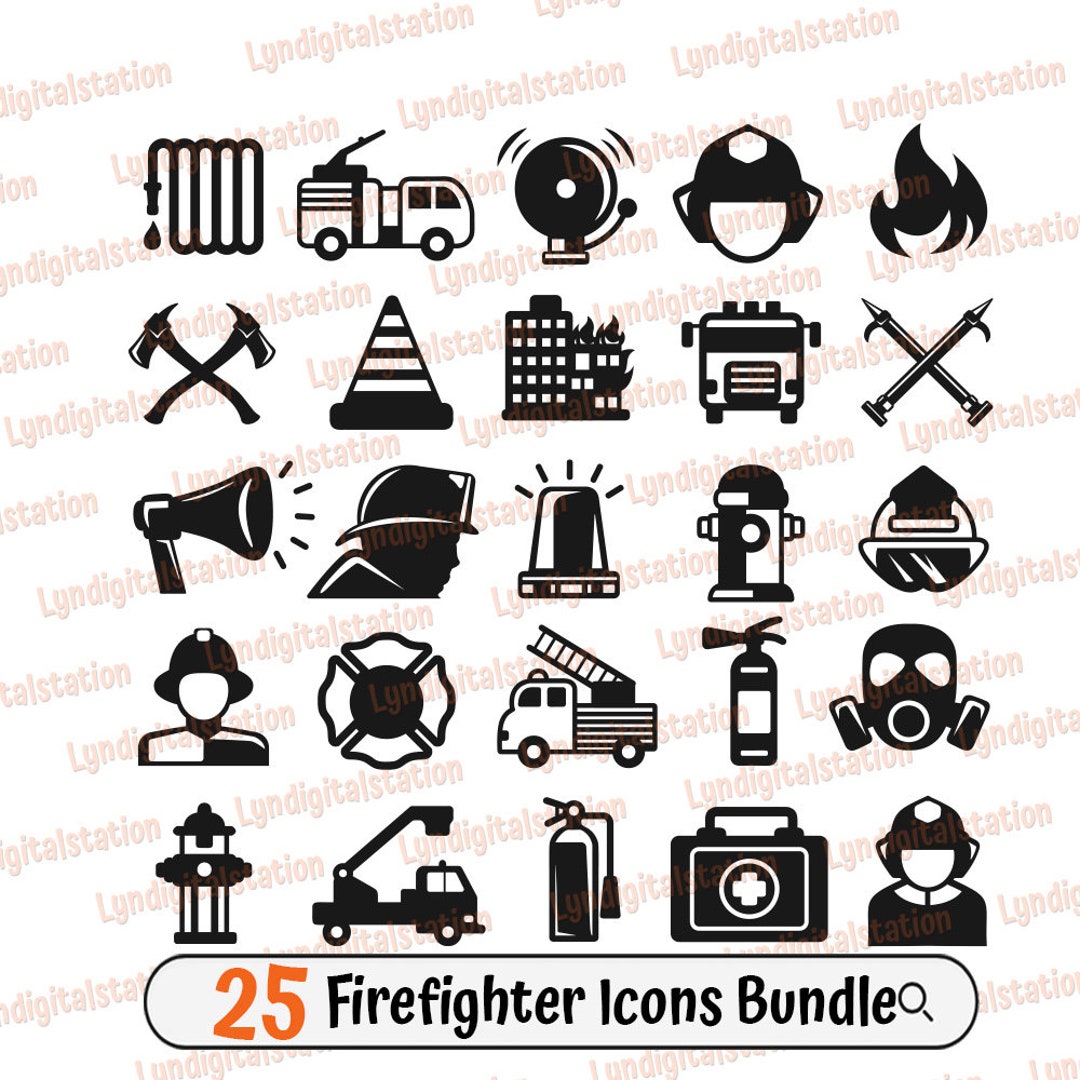 25 Firefighter Bundles Svg | Fire Equipment Clipart | Fireman Cut File ...