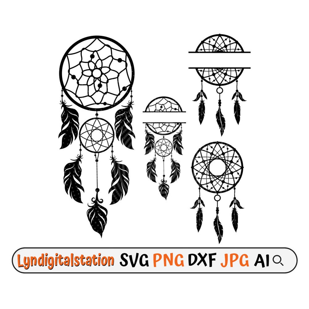 Dream Catcher Svg | Split Monogram Dreamcatcher Clipart | Hand Made Cut ...