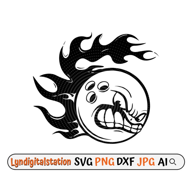 Bowling Ball Svg | Angry Bowling Ball Clipart | Ball on Fire Cut File ...