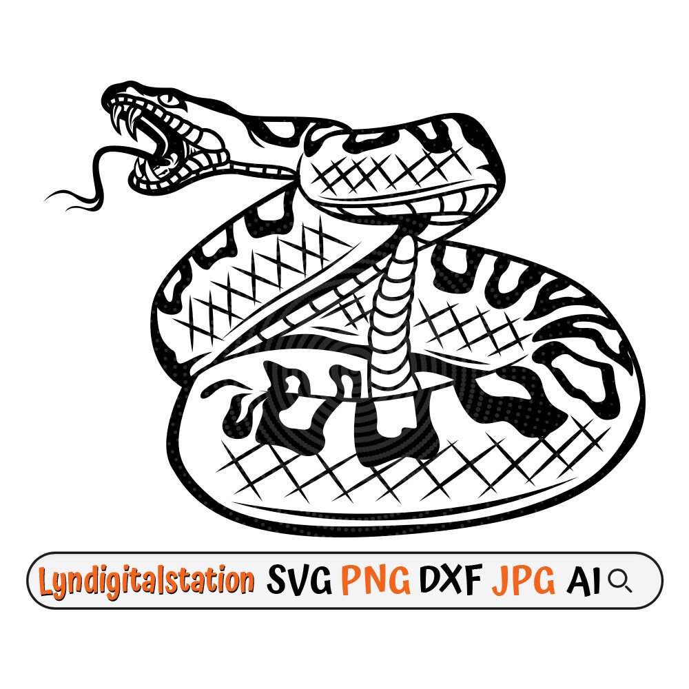 Rattle Snake Svg Snake Clipart Viper Snake Reptile Cut File Venom ...