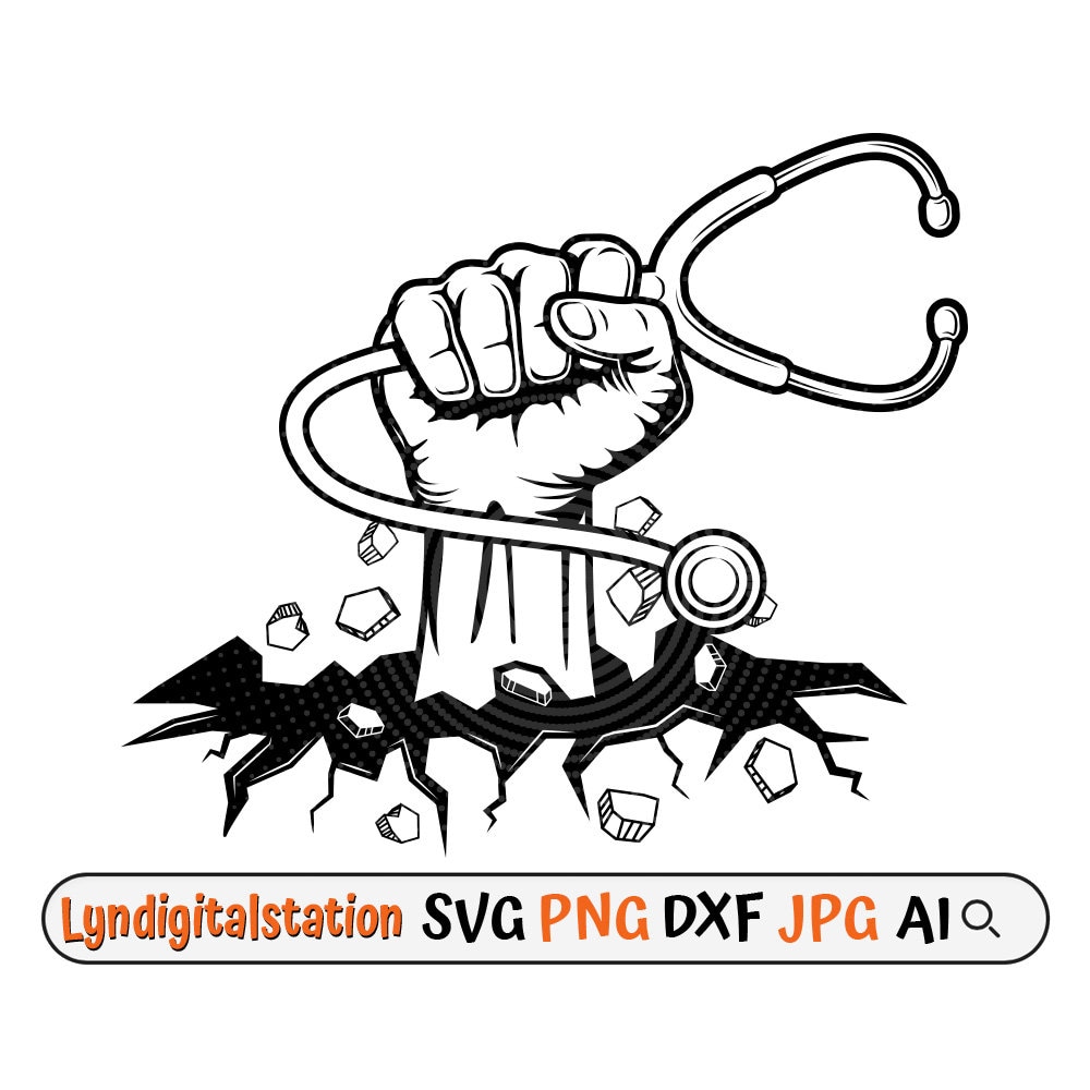 Fist With Stethoscope Svg | Device Clipart | Cracked Floor Cut File ...