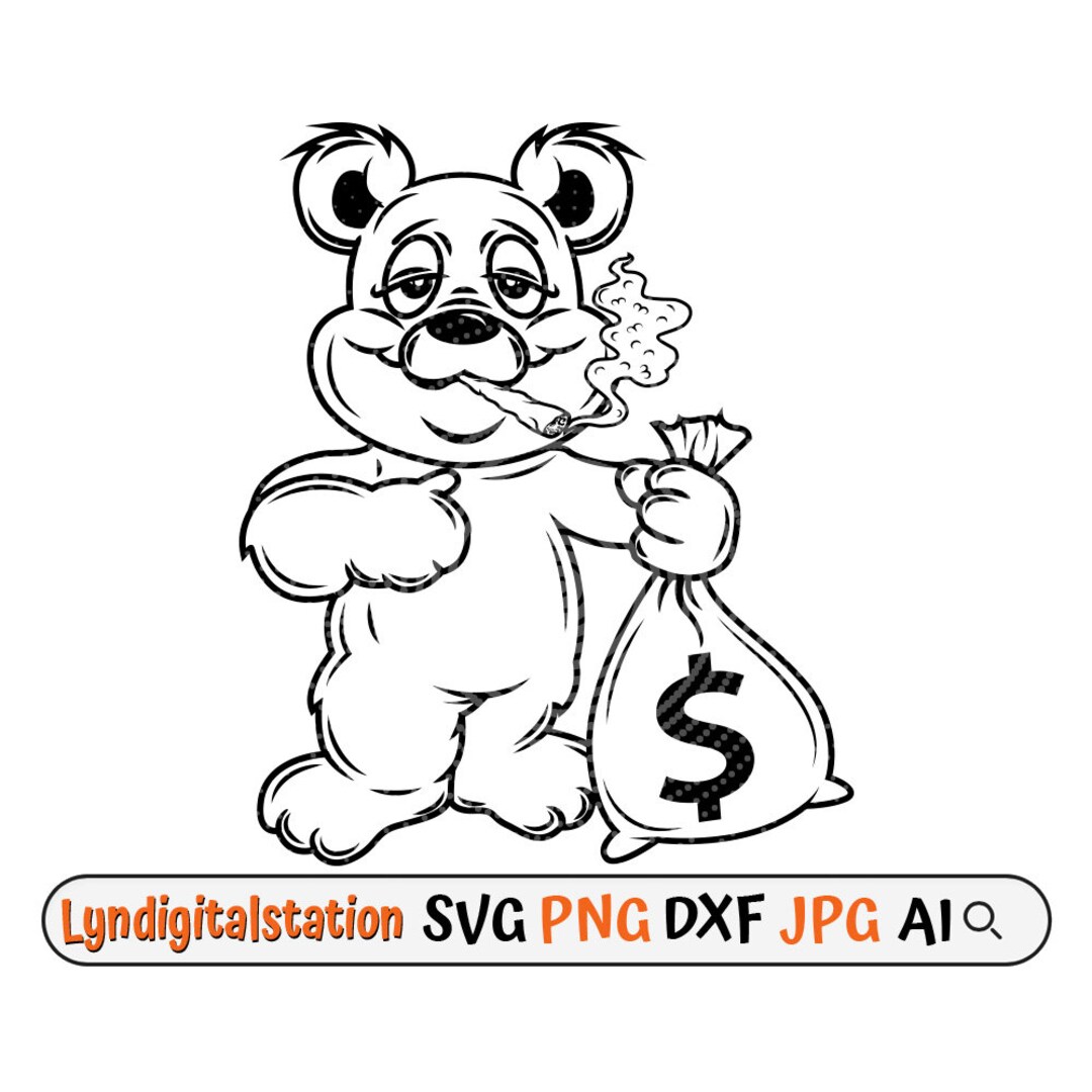 Teddy Bear Weed Svg | Bandit Teddy Smoking Clipart | Teddy Smoking ...