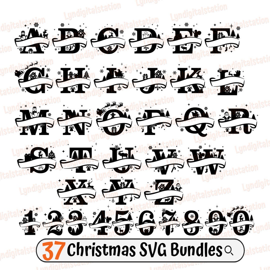 37 Christmas Font Bundles Svg | Alphabet Clipart | Numbers Cut File | A ...