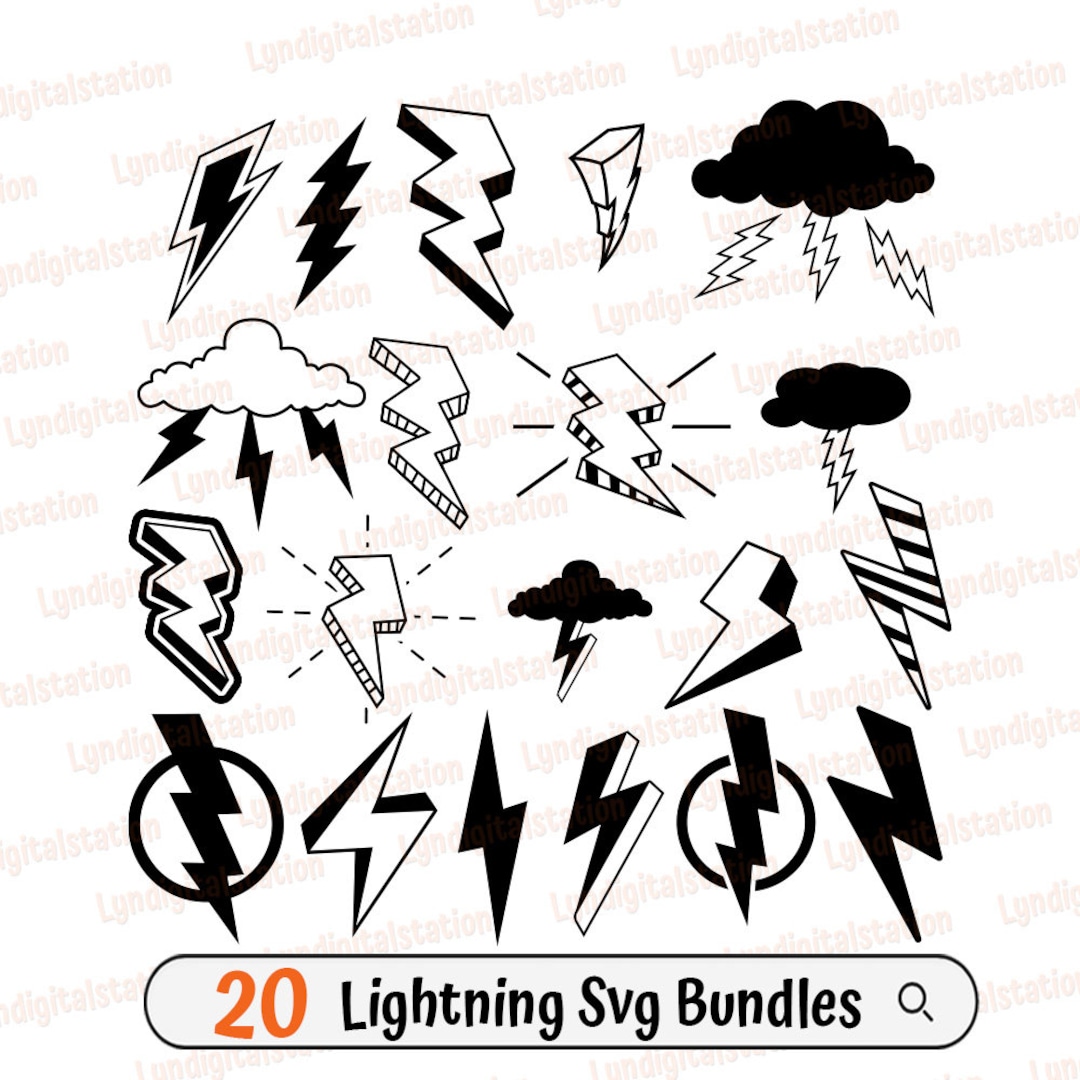 20 Lightning Bundles Svg | Nature Clipart | Lightning Bolts Cut File ...