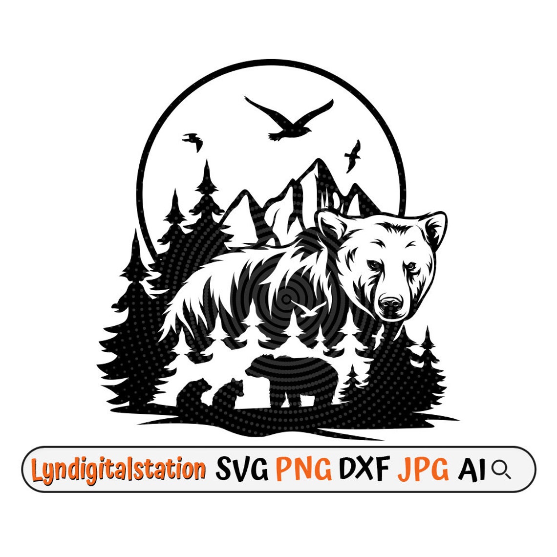 Bear Scene Svg Forest Bears Clipart Mountain Scene Cut - Etsy