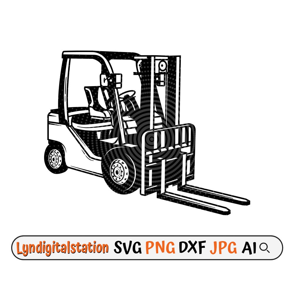 Forklift Svg | Small Industrial Vehicle Clipart | Lift Truck Cut File ...