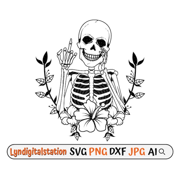 Skeleton Flipping off Svg - Etsy