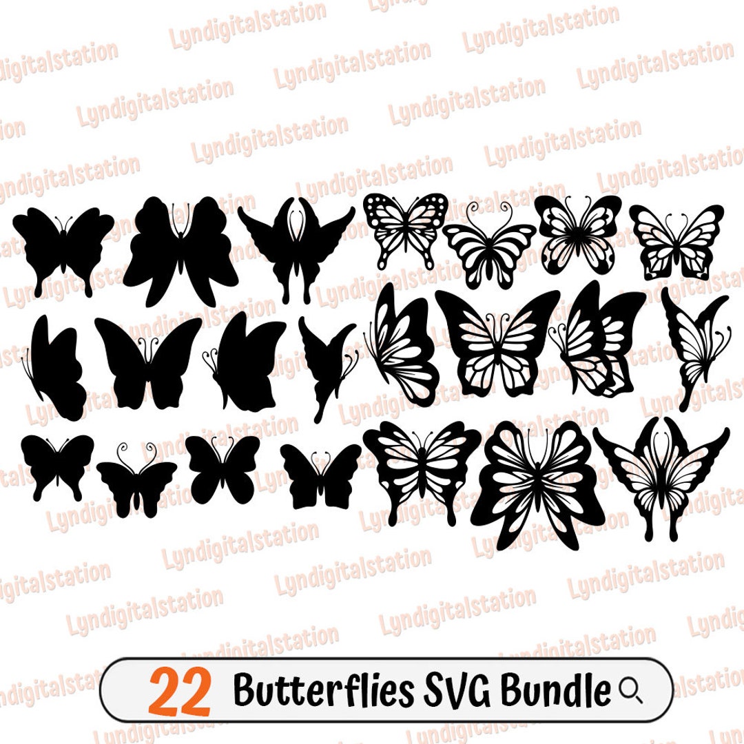 22 Butterflies Bundles Svg | Butterflies Clipart | Insect Cut File ...