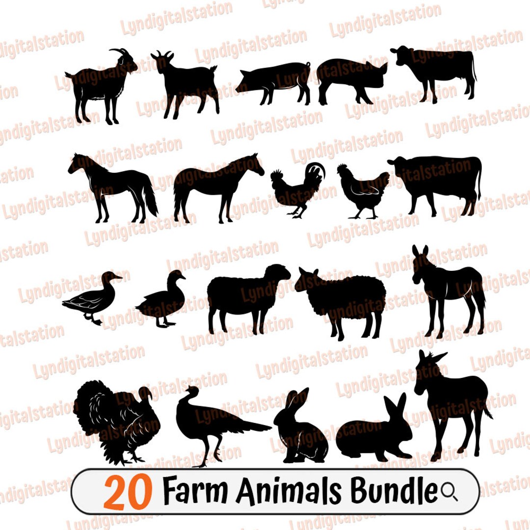 20 Farm Animals Bundles Svg | Poultry&livestock Clipart | Domestic ...