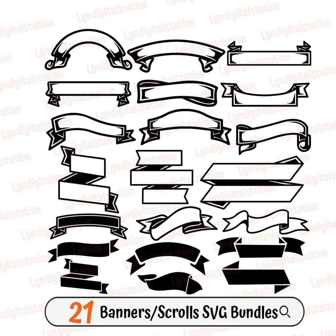 21 Banner/scroll Bundles Svg | Banner Clipart | Scroll Cut File ...