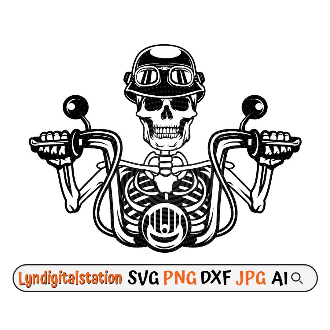 Biker Skull Svg Dead Biker Clipart Motor Bike Cut File Biker Stencil ...