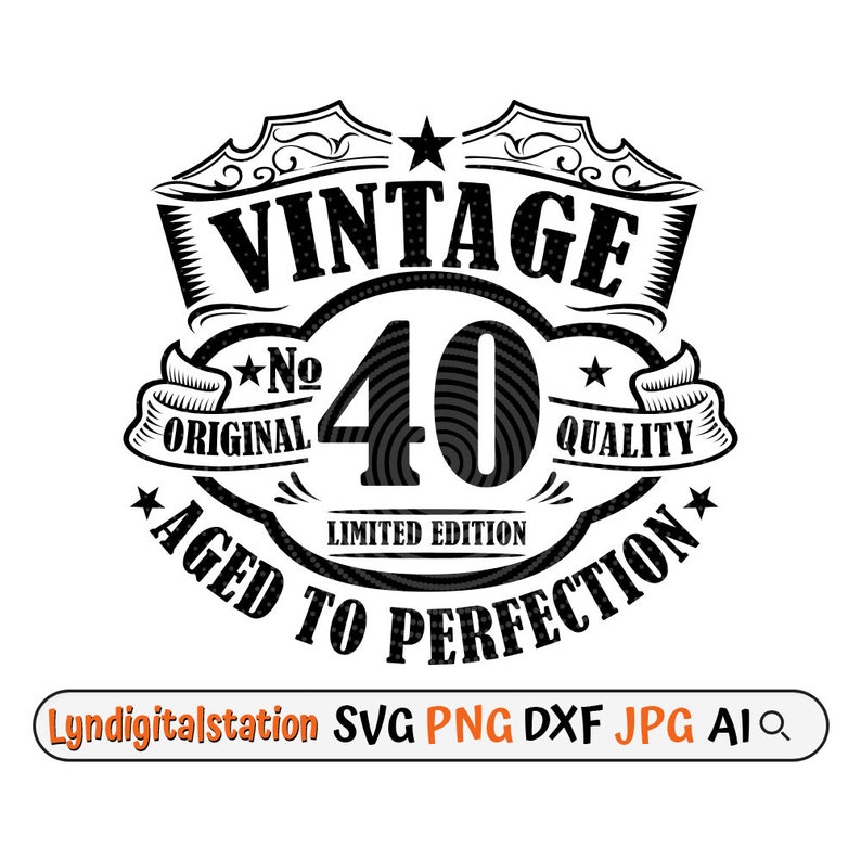 Vintage 40 Svg | 40th Birthday Clipart | Aged to Perfection Cut File ...