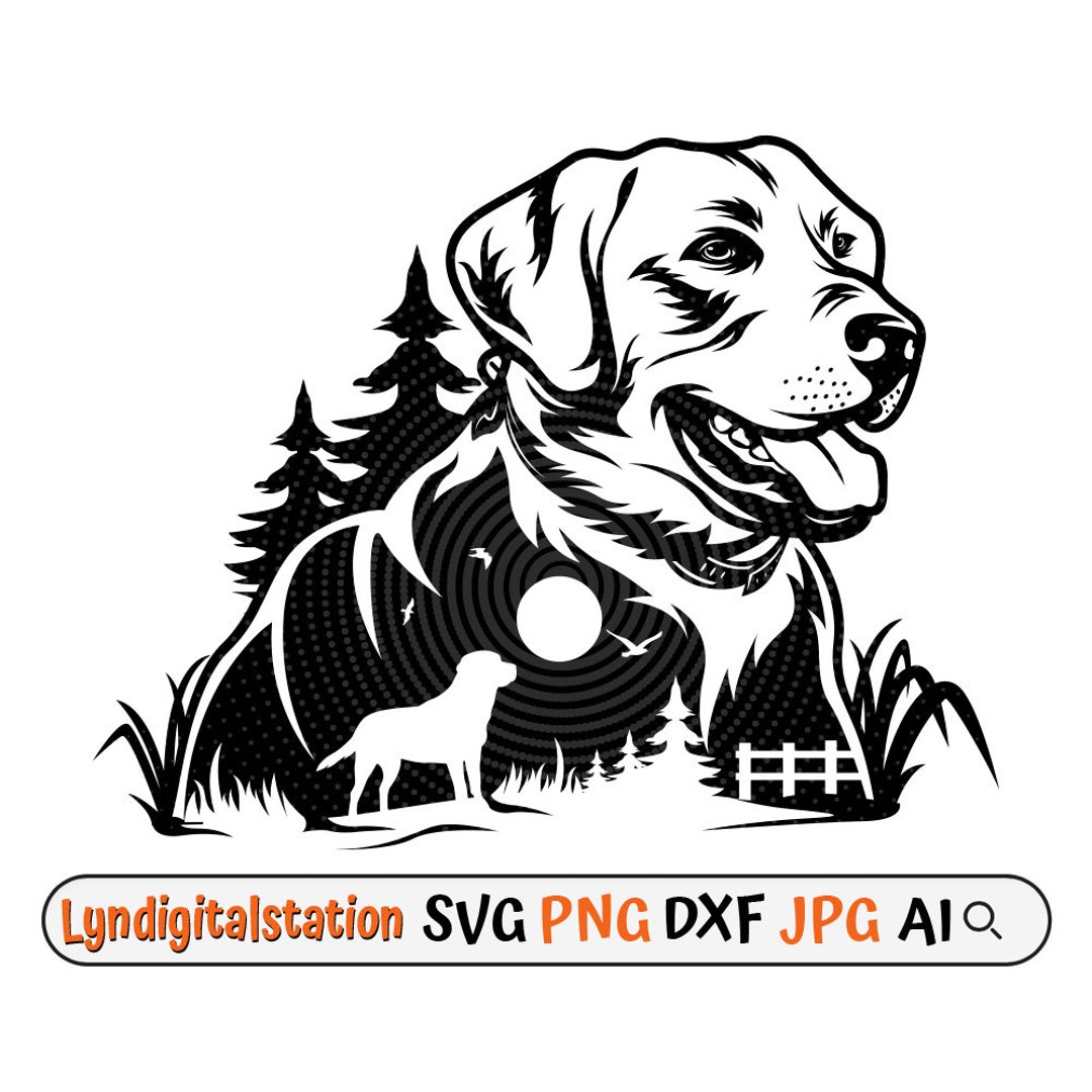 Labrador Dog Scene Svg | Dog Breed Clipart | Labrador Retriever Cut ...