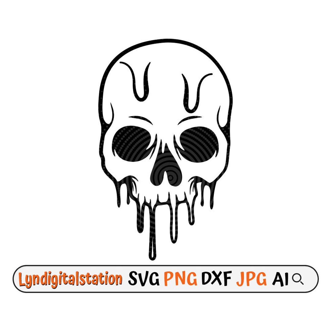 Dripping Skull Svg | Melting Skeleton Clipart | Human Skeleton Cut File ...