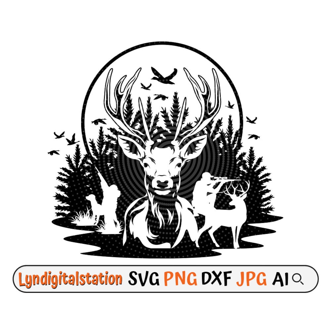 Deer Duck Hunting Svg | Outdoor Hunting Scene Clipart | Hunter Life Cut ...