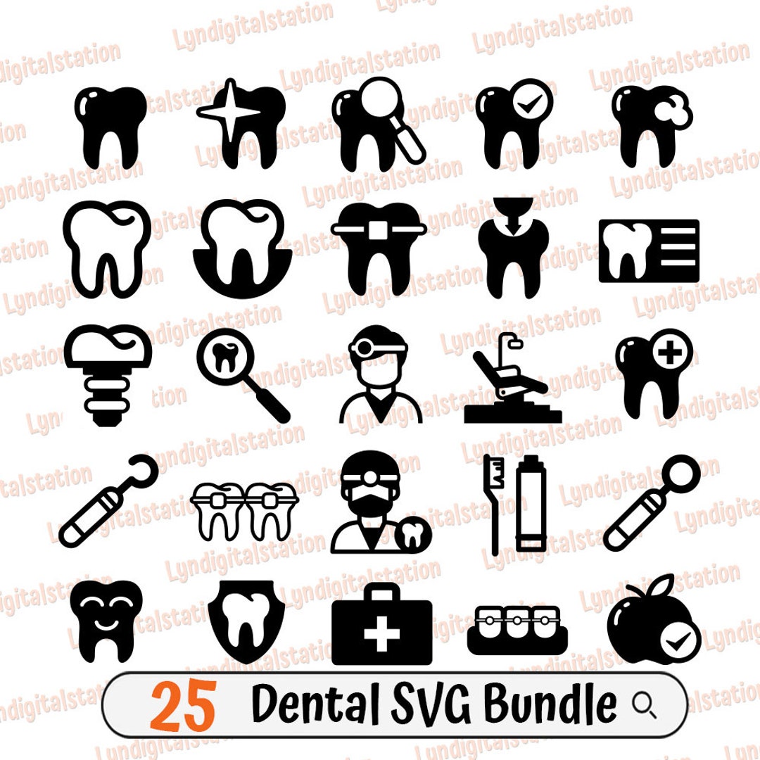 25 Dental Bundles Svg | Dental Clinic Clipart | Dental Drill Cut File ...