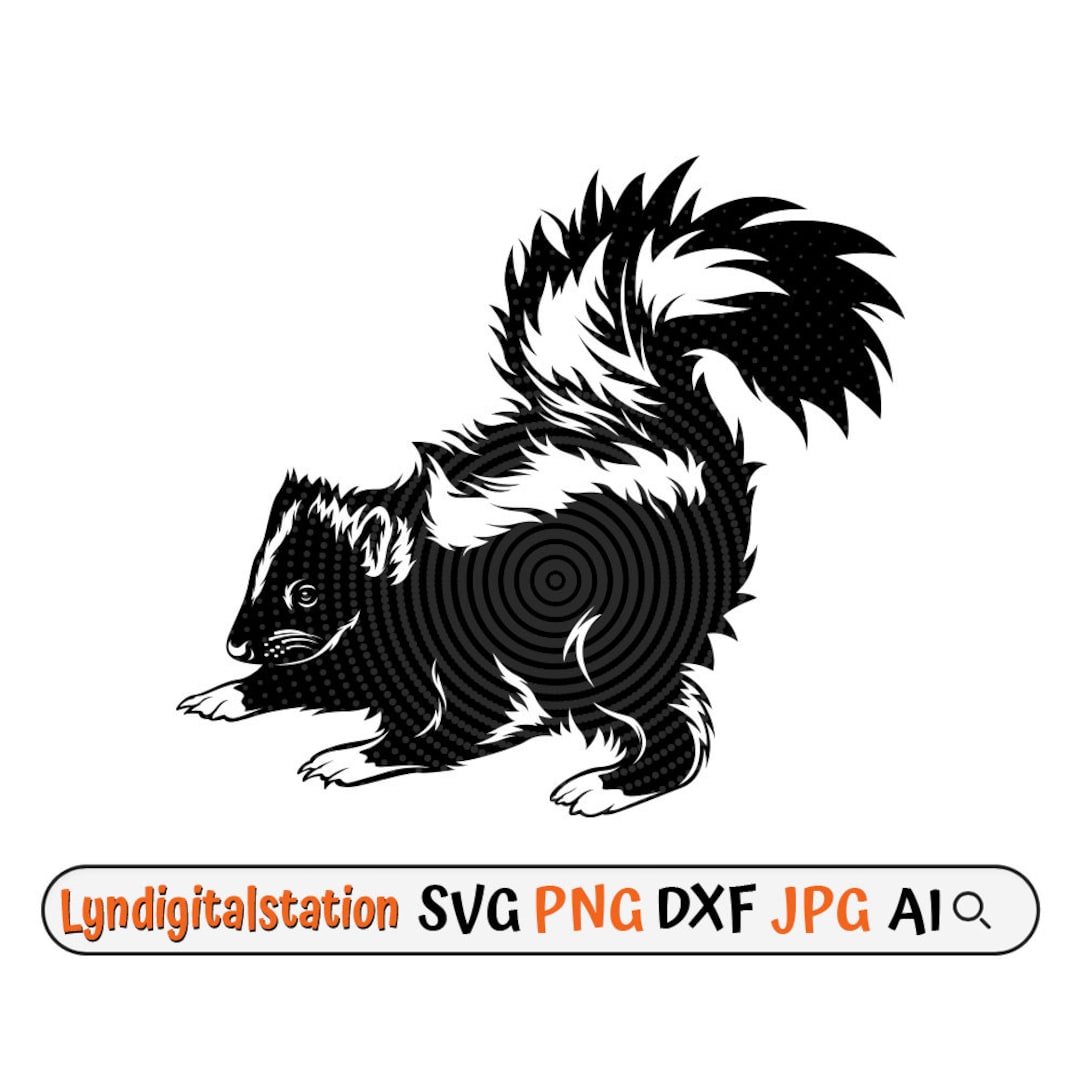 Skunk Svg | Smelly Skunk Clipart | Black & White Mammal Cut File | Bad ...