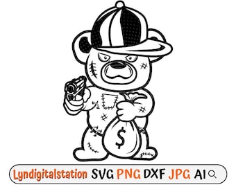 Teddy Gangster With Moneybag Middle Finger Svg Hipster Teddy - Etsy