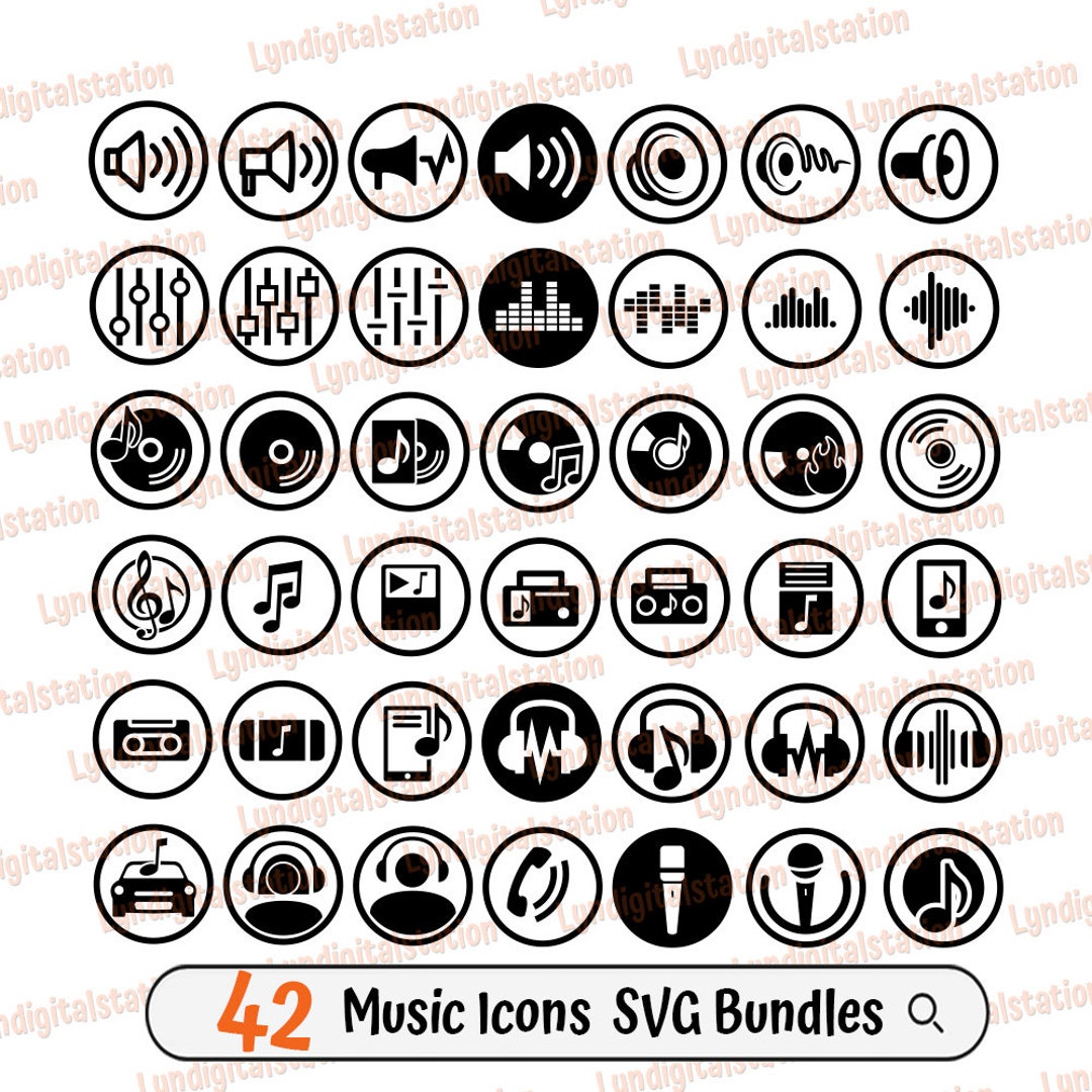 42 Music Icon Bundles Svg | Music Player Clipart | Headphone Cut File ...