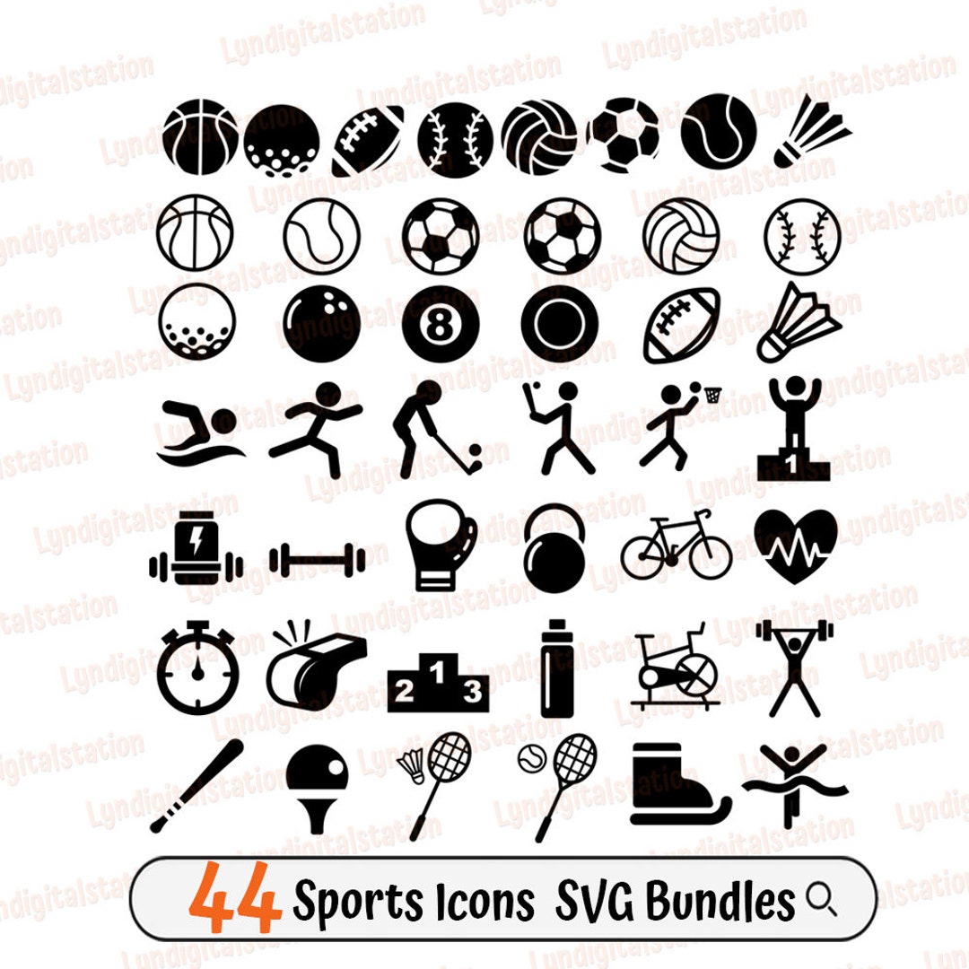 44 Sports Icons Bundles Svg | Ball Sport Clipart | Swimming Cut File ...