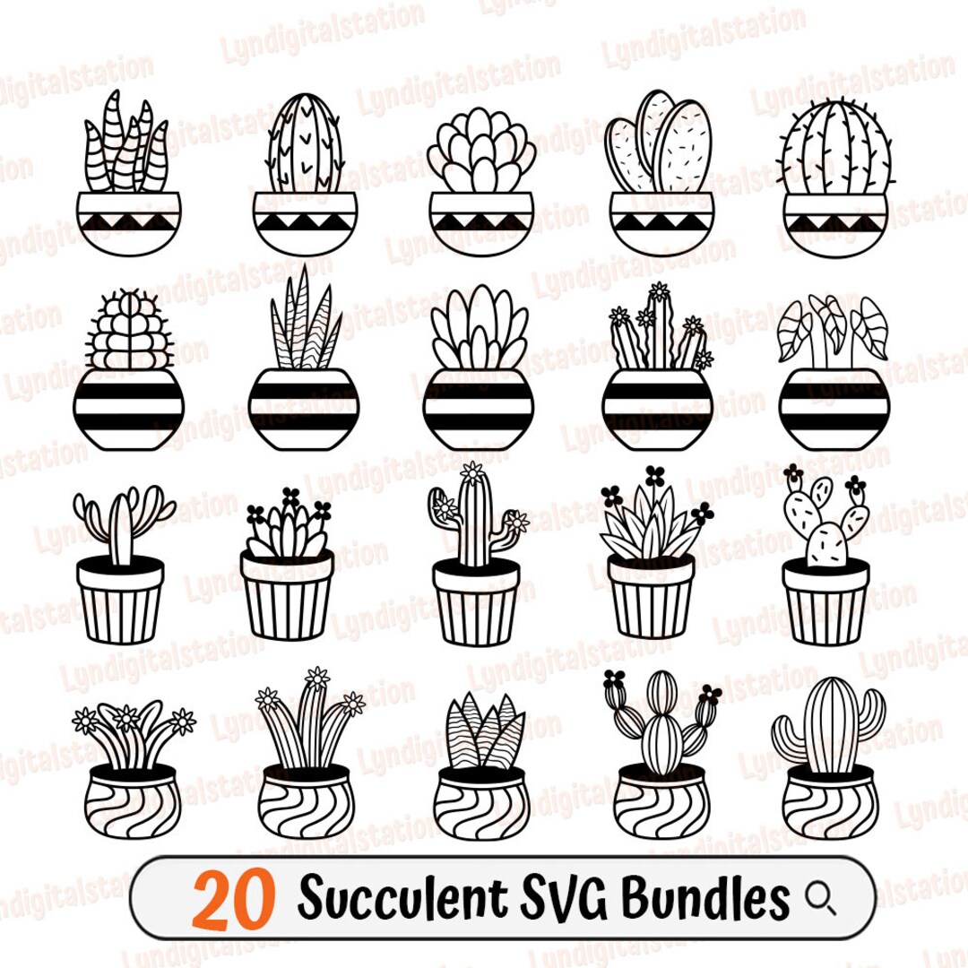 20 Succulent Bundles Svg | Cactus Clipart | Prickly Pears Cut File ...