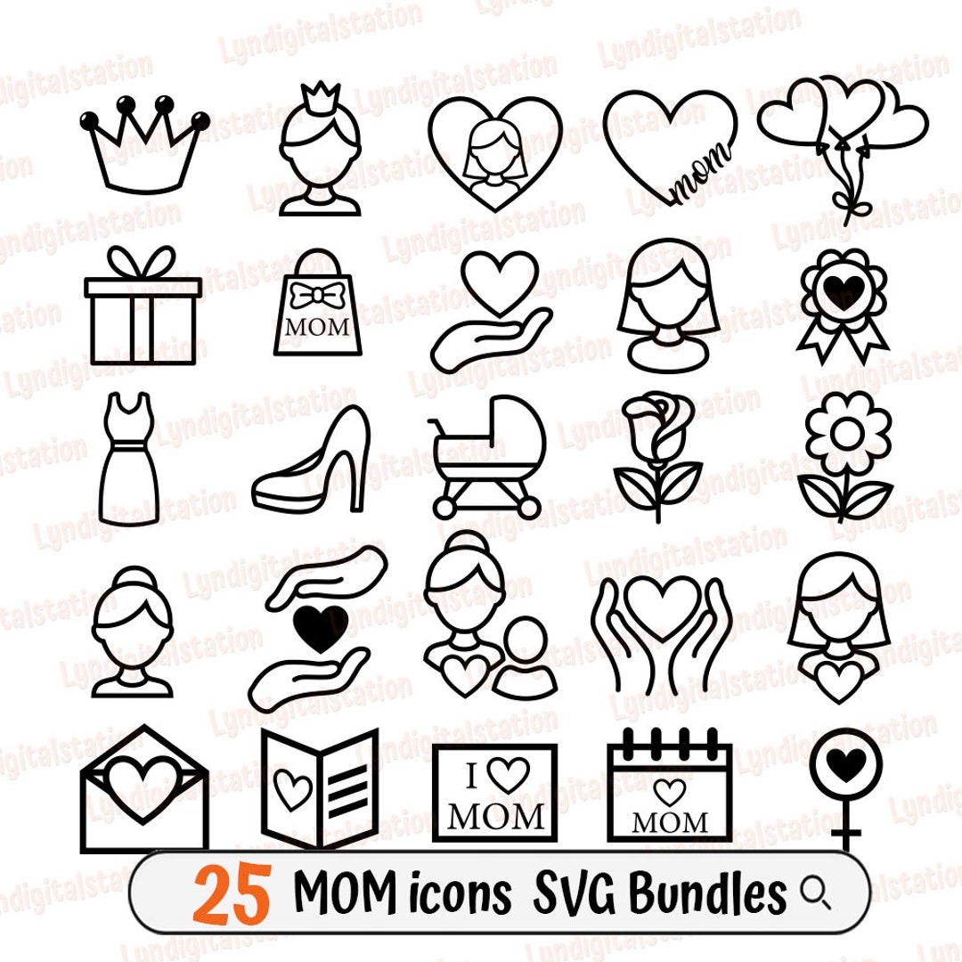 25 Mom Icon Bundles Svg | Mother's Day Clipart | Woman Cut File | Moms ...