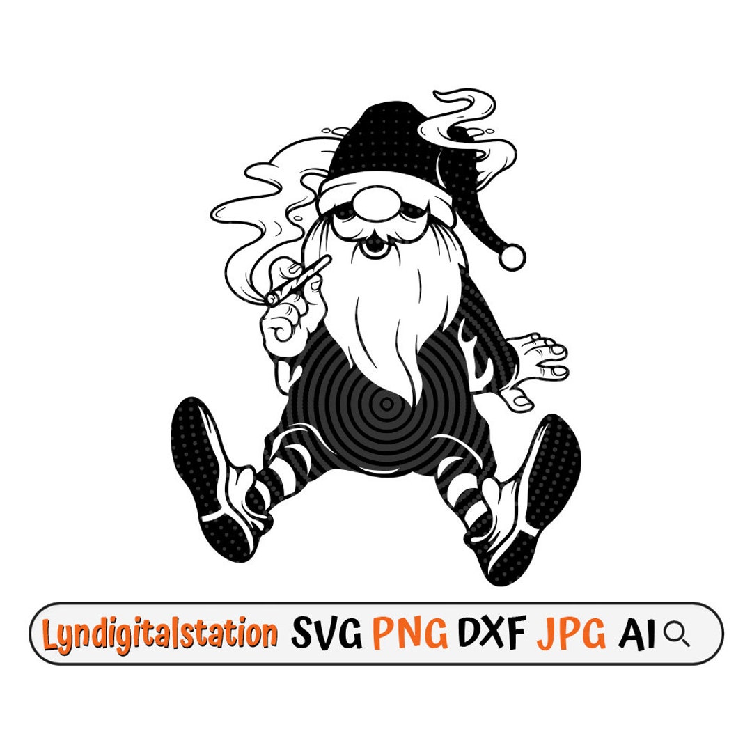 Gnomes Smooking Svg Christmas Gnomes Clipart Garden Decor Cut File ...