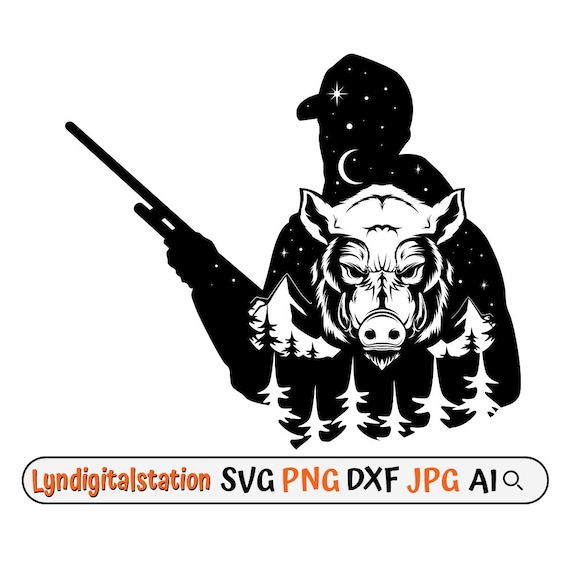 Boar Hunter Svg Boar Clipart Wild Life Cut File Scenic - Etsy