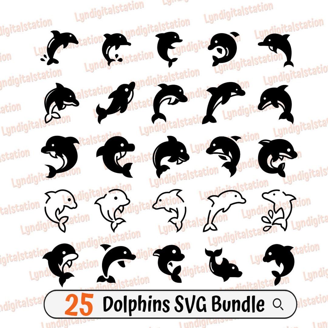 25 Dolphins Bundles Svg | Aquatic Animals Clipart | Marine Life Cut ...