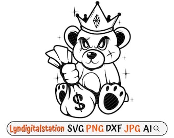 Teddy Gangster With Moneybag Middle Finger Svg Hipster Teddy - Etsy