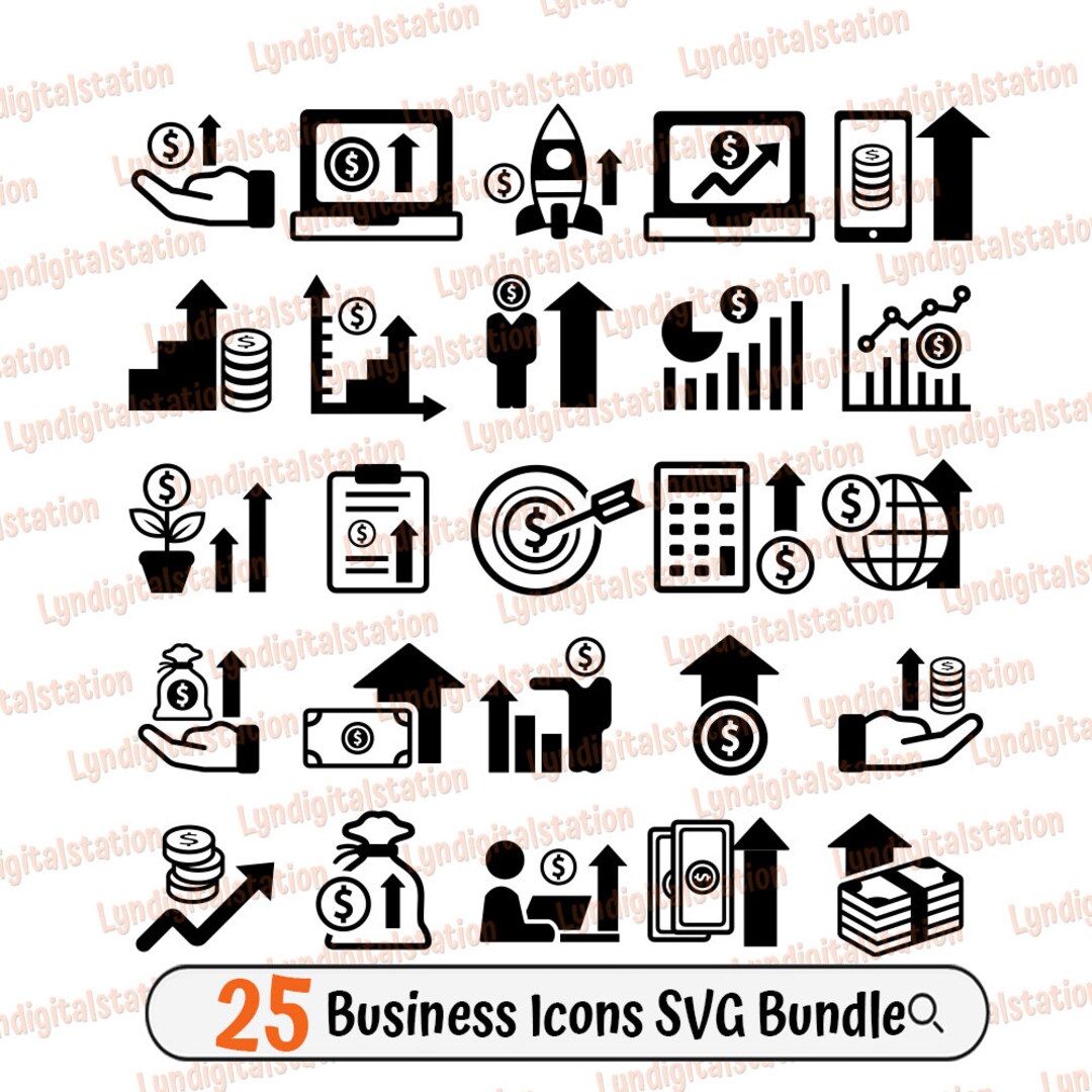 25 Business Icons Bundles Svg | Economy Clipart | Finance Cut File ...