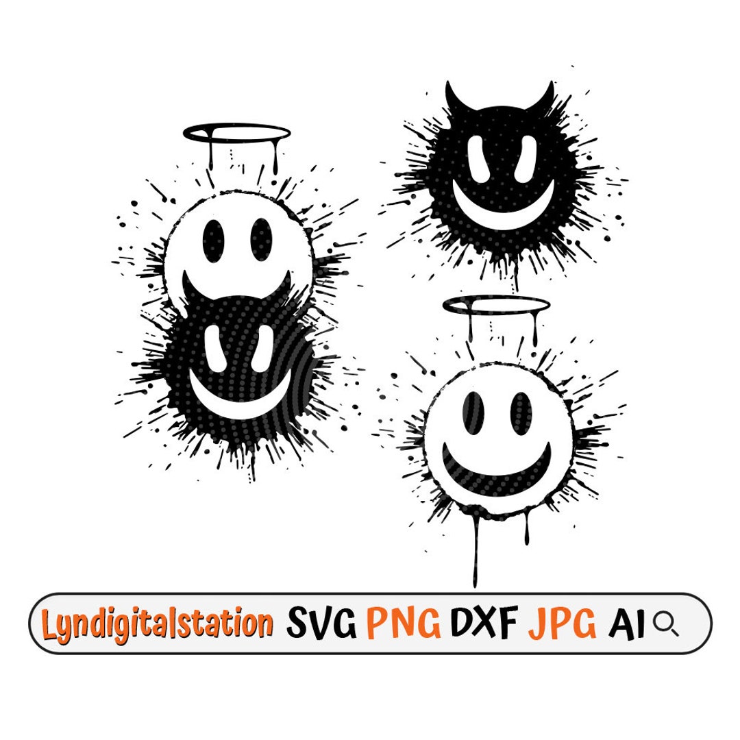 Smile Angel Devil Svg Saint & Damon Clipart Good and Evil - Etsy Canada