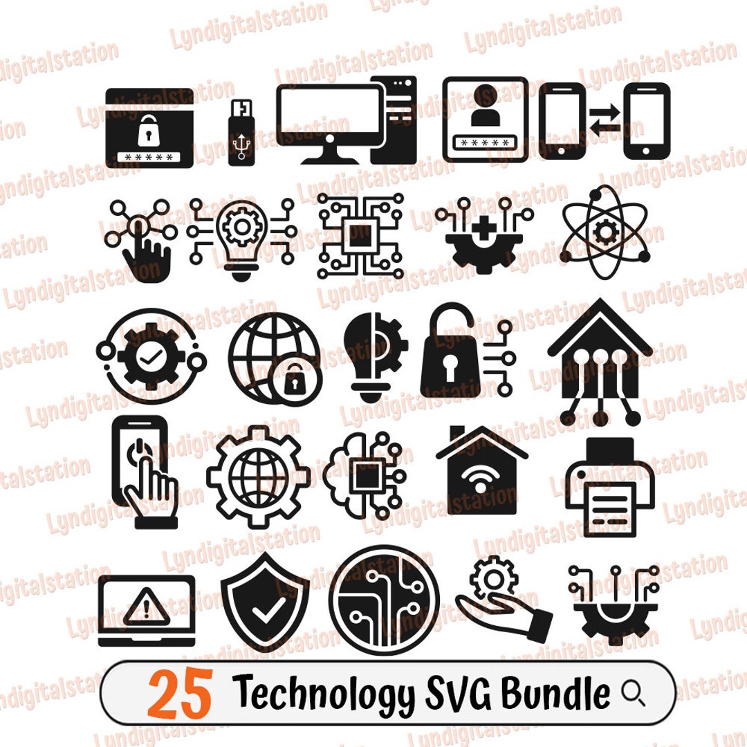 25 Technology Bundles Svg | Mobile Phone Clipart | Computer Cut File ...