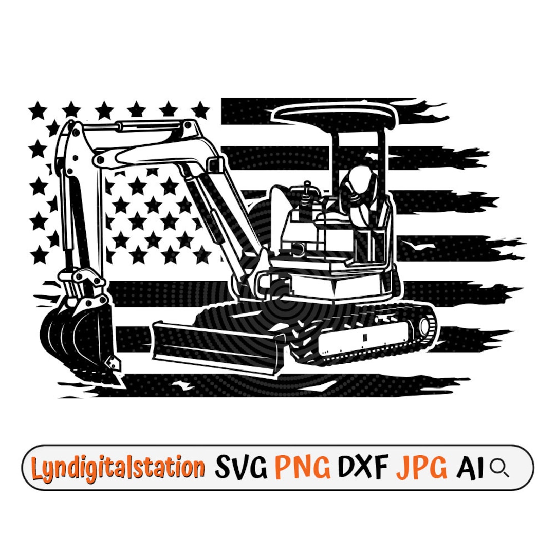 US Mini Excavator Svg | Heavy Equipment Clipart | Construction Vehicle ...