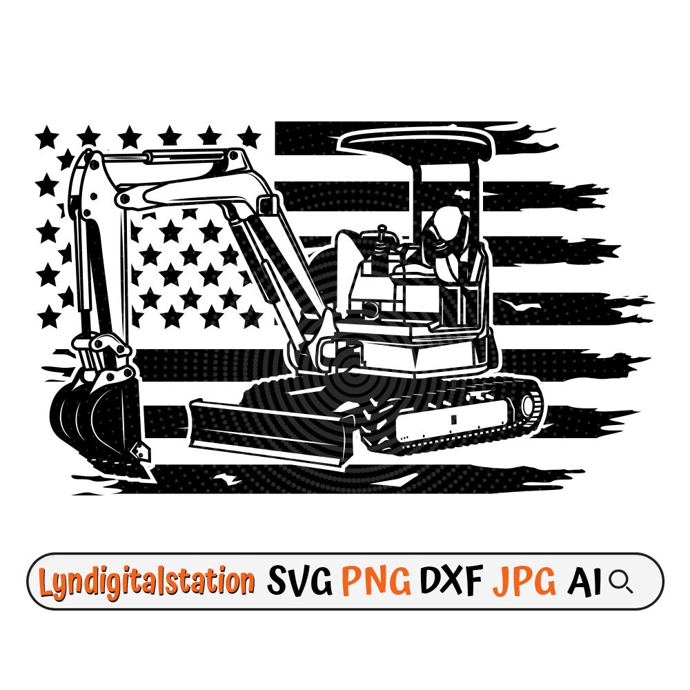US Mini Excavator Svg | Heavy Equipment Clipart | Construction Vehicle ...