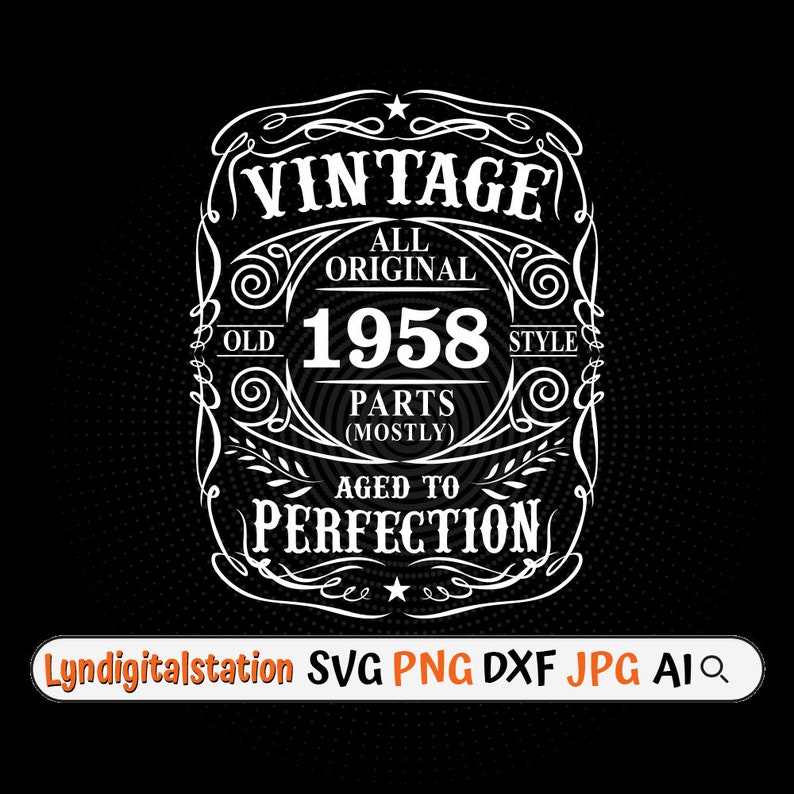 Year 1958 Svg | 65th Birthday Clipart | Aged to Perfection Cut File ...