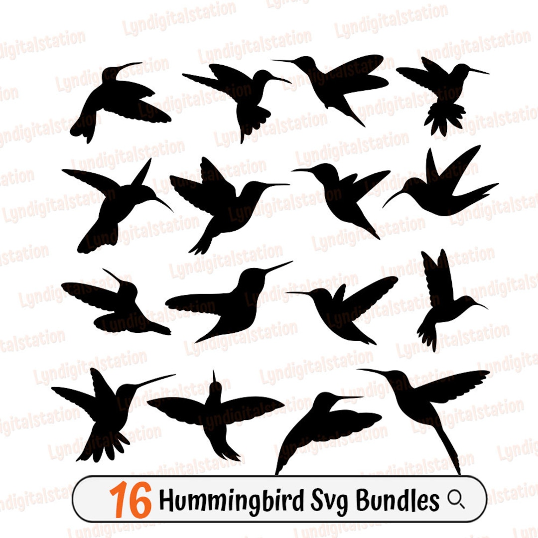 16 Hummingbird Bundles Svg | Hummingbird Clipart | Silhouette Cut File ...