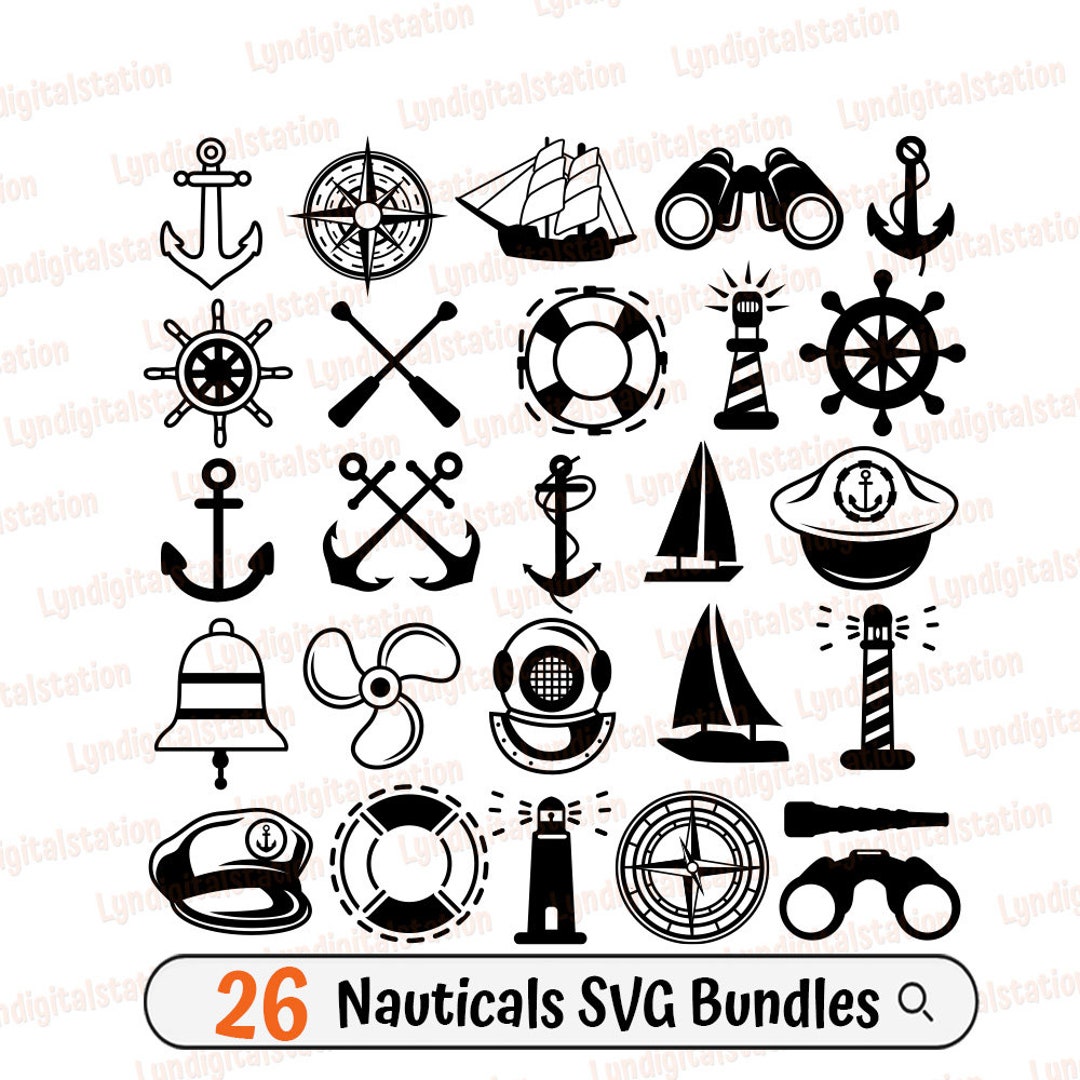 26 Nautical Bundles Svg | Anchor Clipart | Binoculars Cut File ...