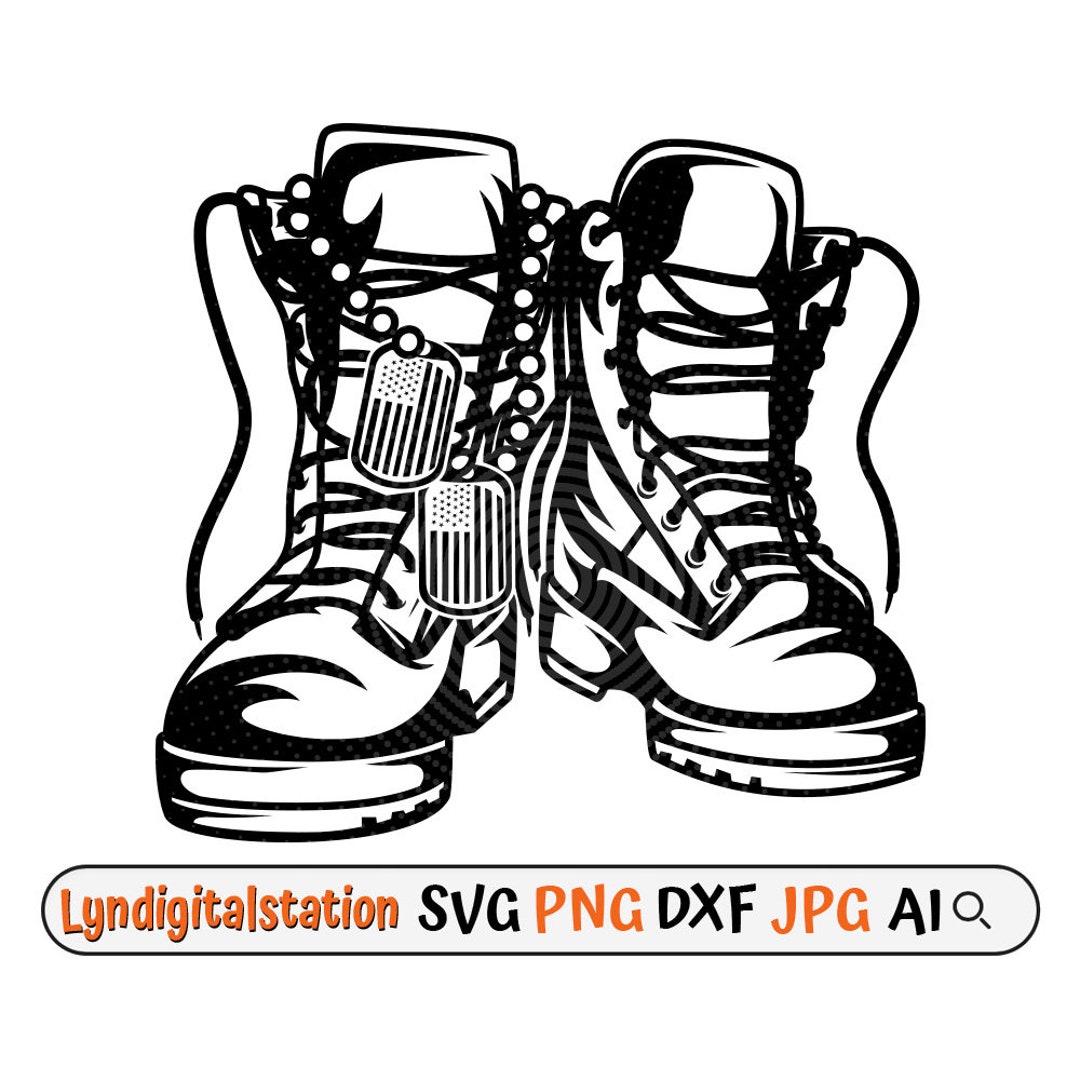Combat Boots Svg | Veteran Boots Clipart | Military Cut File | Army ...