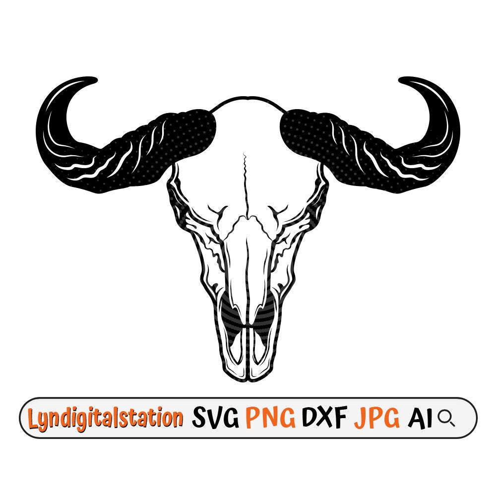 Buffalo Skull Svg Cow Skull Clipart Bison Skull Cut File - Etsy