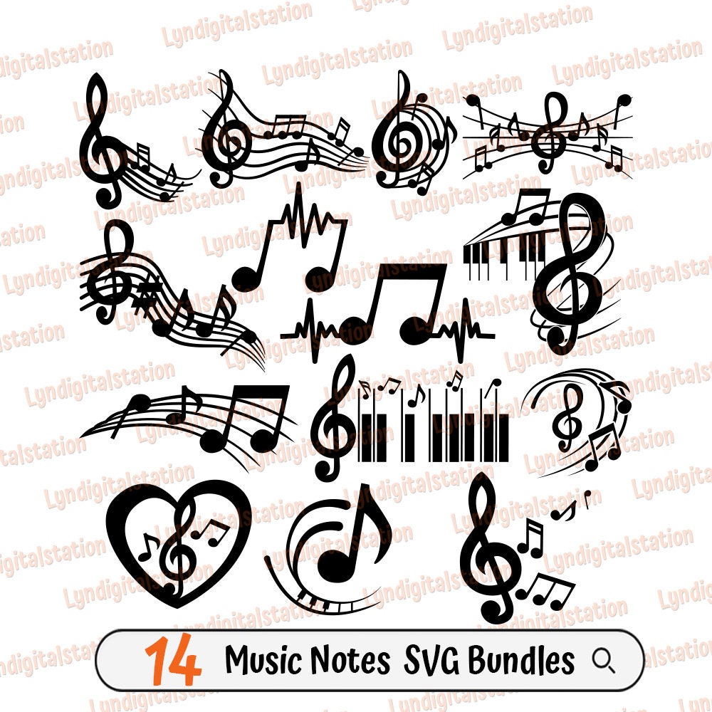 14 Music Notes Svg Treble Clef Clipart Musical Notes Cut File Musical ...