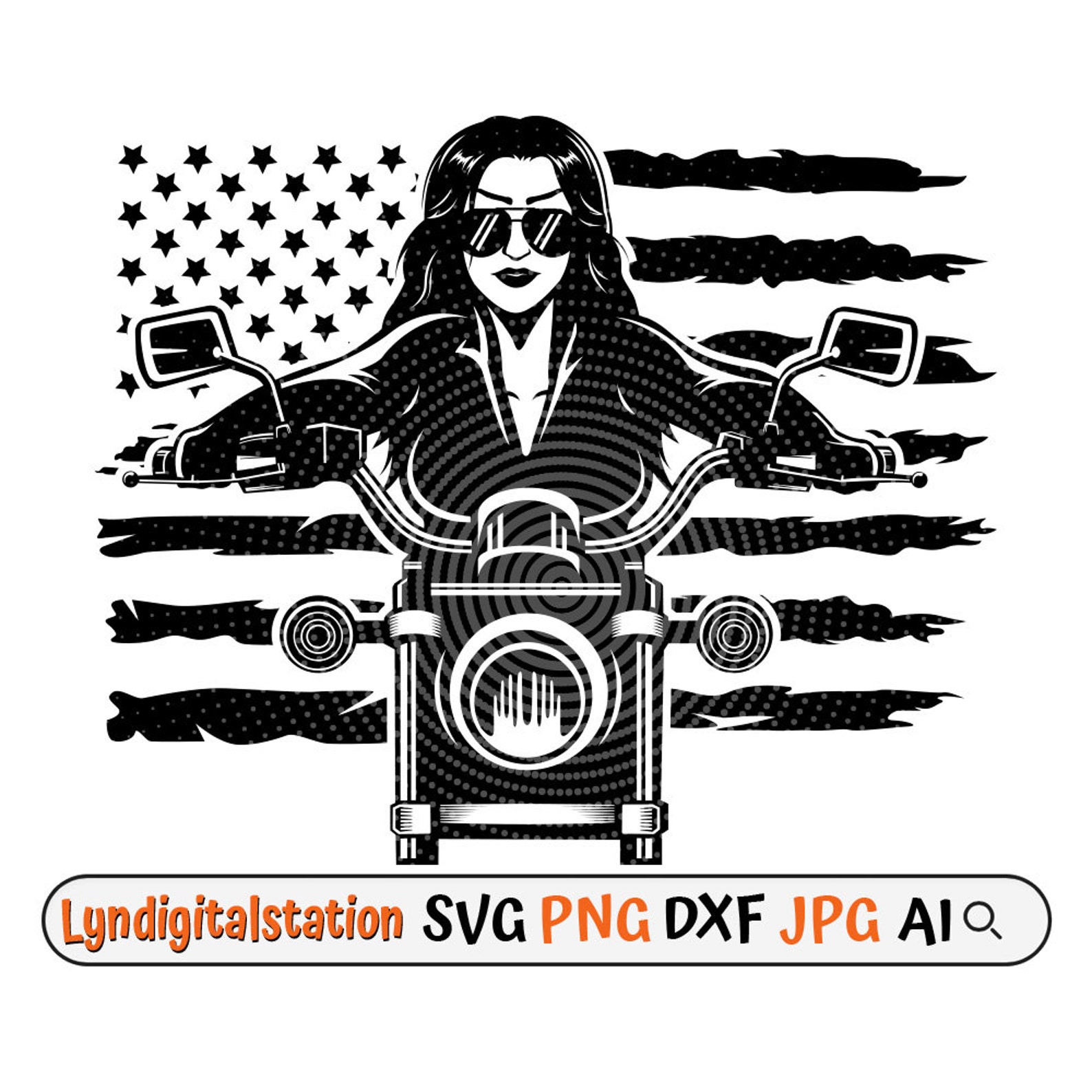 US Girl Rider Svg Woman Biker Clipart Biker Cut File Biker Stencil Girl ...