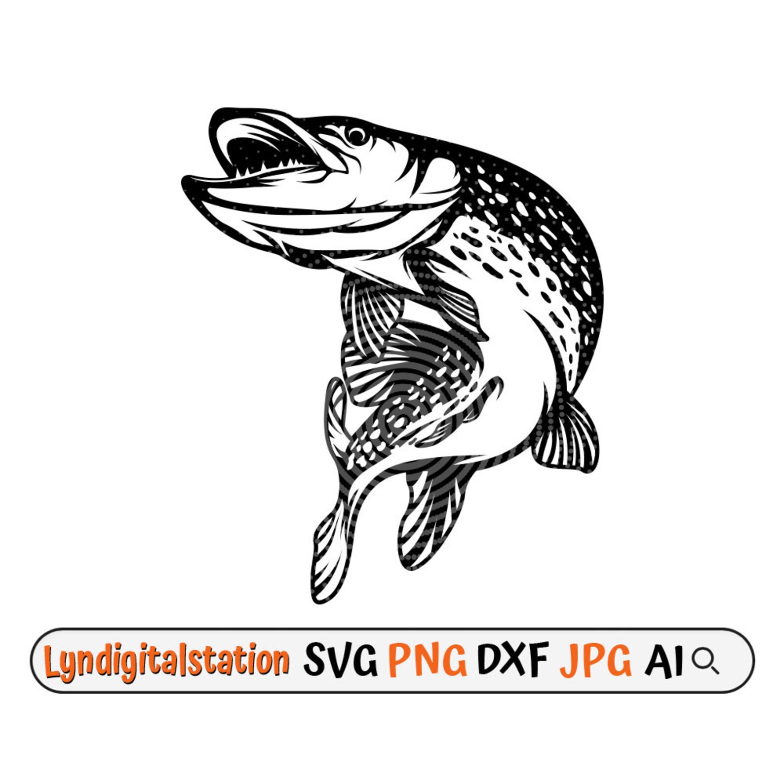 Pike Fish Svg | Angler Dad Gift Idea Clipart | Outdoor Fishing Cut File ...